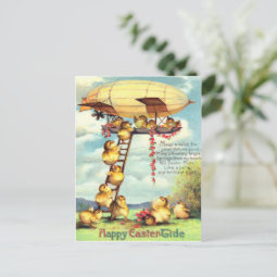 Easter Chick Blimp Zeppelin Flower Holiday Postcard | Zazzle