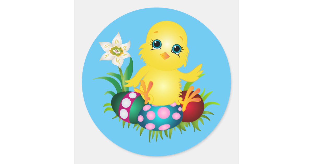 Easter Chicken Background Classic Round Sticker | Zazzle