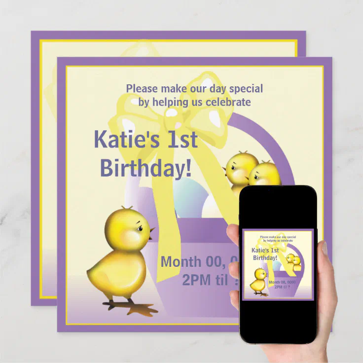 Easter Chicks 1st Birthday Party Invite | Zazzle