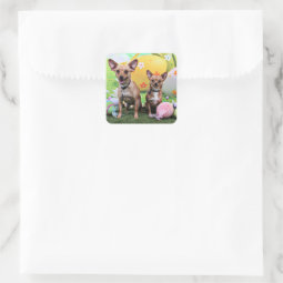 Easter - Chipin Rockwell - Chihuahua Rambo - Mahne Square Sticker | Zazzle