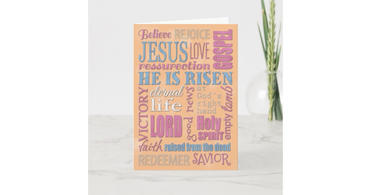 Easter Christian Word Collage, Pastel Spring Color Holiday Card | Zazzle