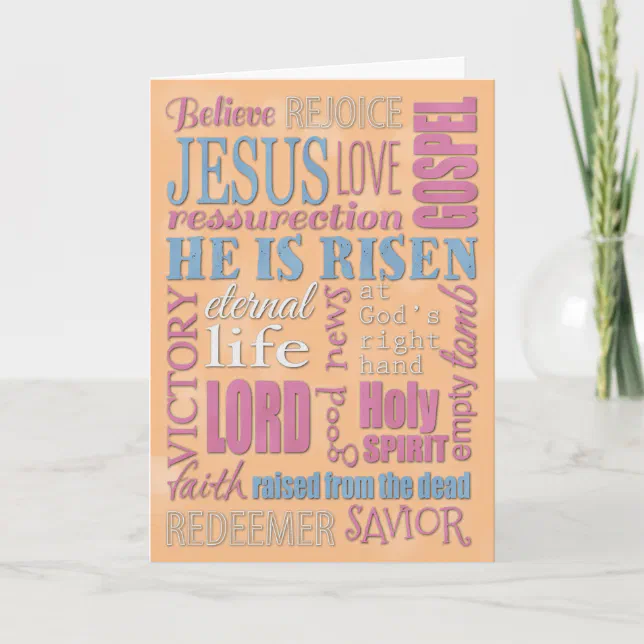 Easter Christian Word Collage, Pastel Spring Color Holiday Card | Zazzle