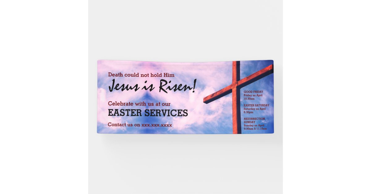 EASTER CHURCH SERVICES Jesus Is Risen CUSTOMIZABLE Banner | Zazzle