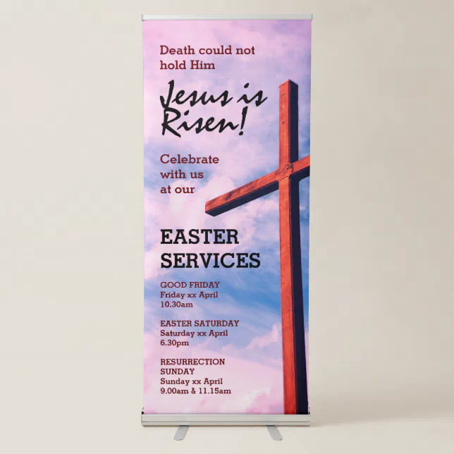 EASTER CHURCH SERVICES Jesus Is Risen CUSTOMIZABLE Retractable Banner ...