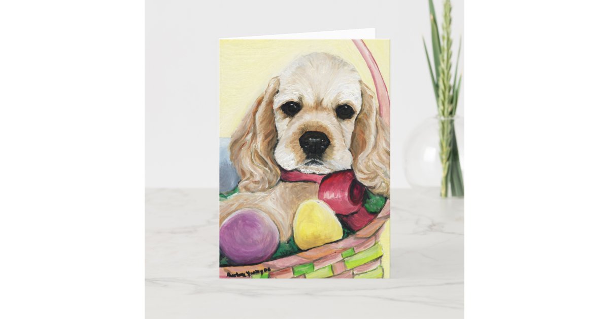 "Easter Cocker Spaniel Puppy" Art Greeting Card | Zazzle