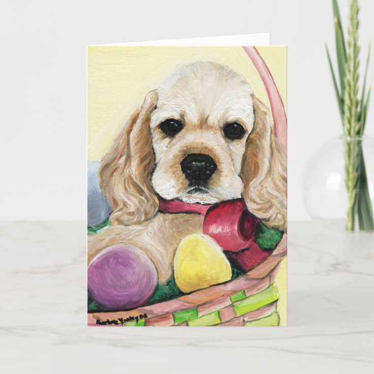 "Easter Cocker Spaniel Puppy" Art Greeting Card | Zazzle