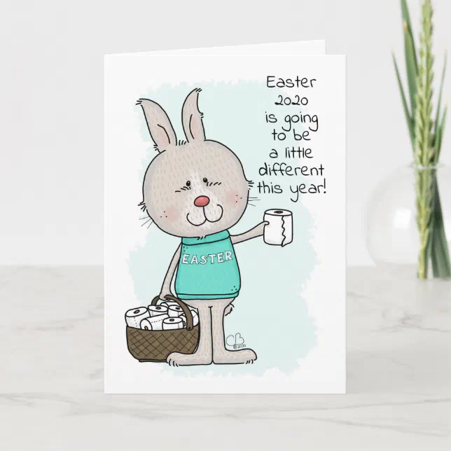 Easter Covid 19-Easter Bunny with Toilet Paper Card | Zazzle