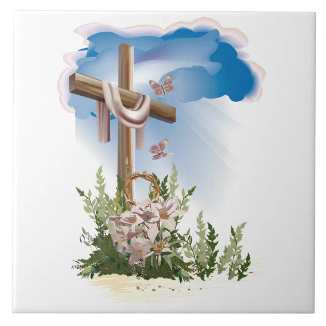 Easter Cross background Ceramic Tile | Zazzle