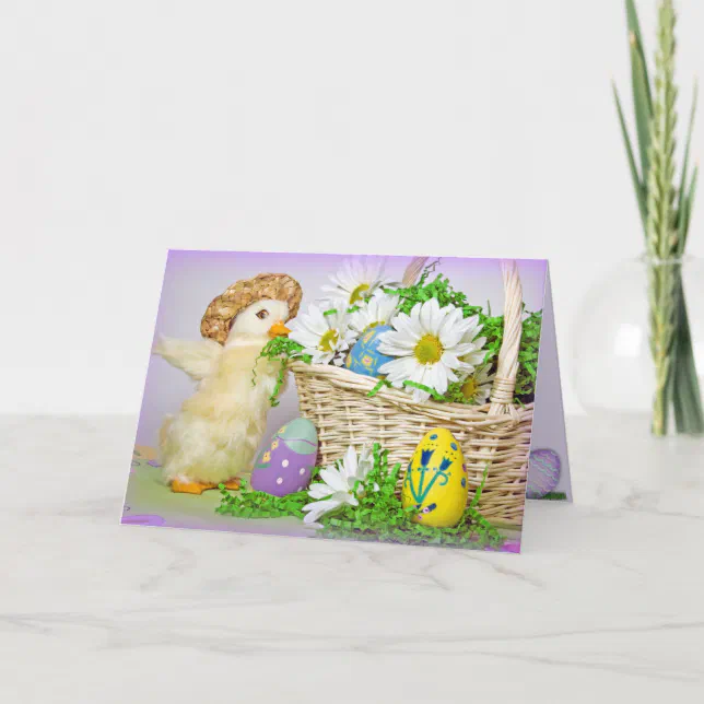 Easter Duck with eggs Holiday Card | Zazzle