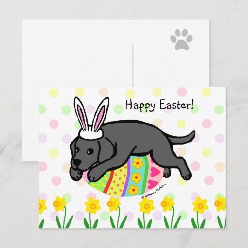 Easter Egg Black Labrador Cartoon Holiday Postcard | Zazzle