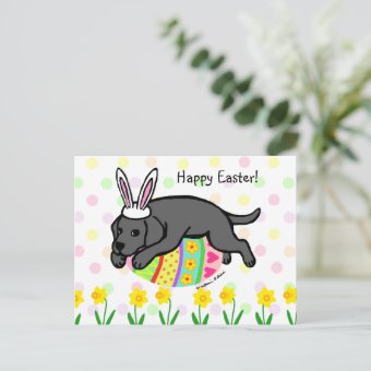 Easter Egg Black Labrador Cartoon Holiday Postcard | Zazzle