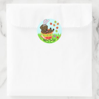 Easter Egg Chocolate Labrador Puppy Cartoon Classic Round Sticker | Zazzle