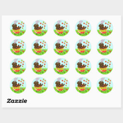 Easter Egg Chocolate Labrador Puppy Cartoon Classic Round Sticker | Zazzle