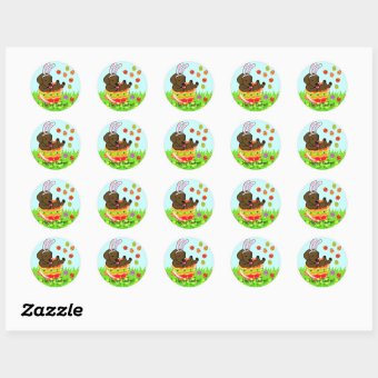 Easter Egg Chocolate Labrador Puppy Cartoon Classic Round Sticker | Zazzle