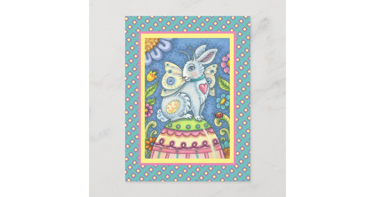 EASTER EGG FAIRY, SPRING HARE FANTASY POSTCARD | Zazzle
