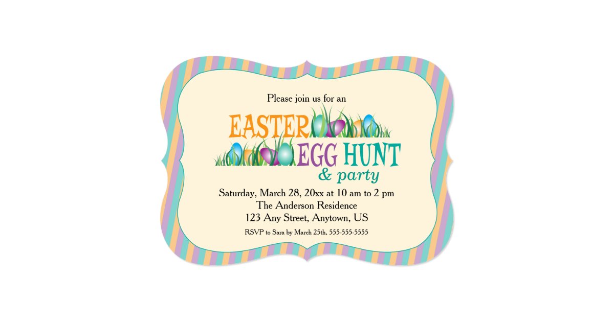 Easter Egg Hunt and Party, Colorful Eggs Invitation | Zazzle.com