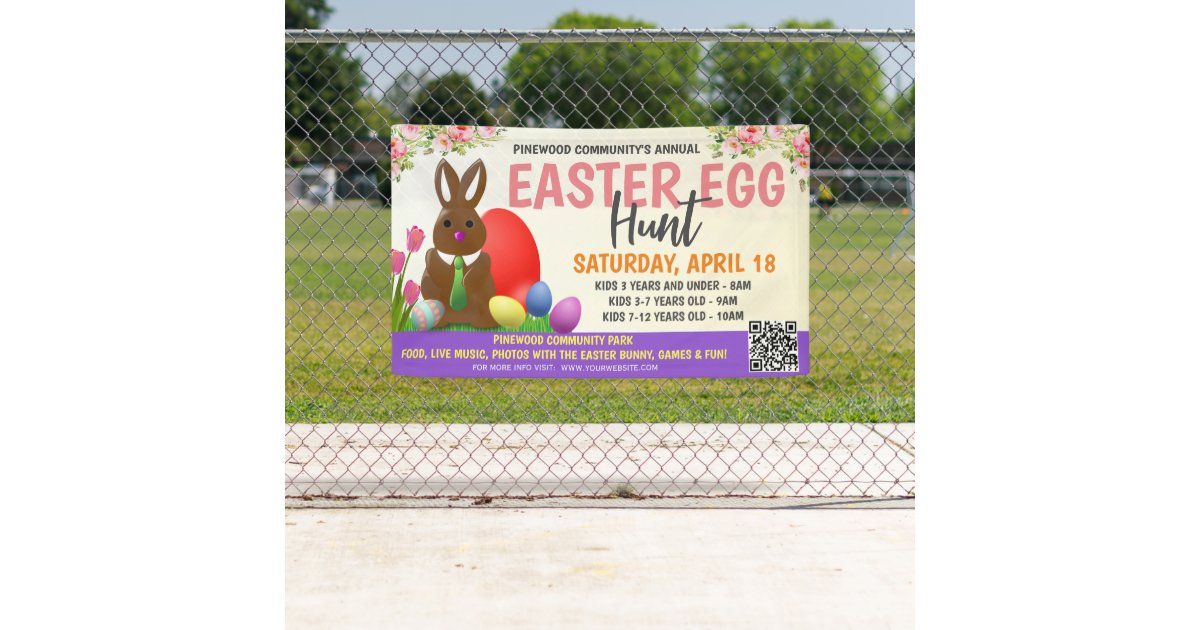 Easter Egg Hunt Banner with qr code | Zazzle