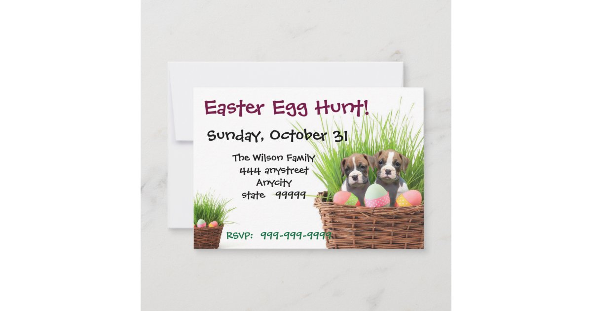 Easter Egg Hunt Boxer Dog party invitation | Zazzle