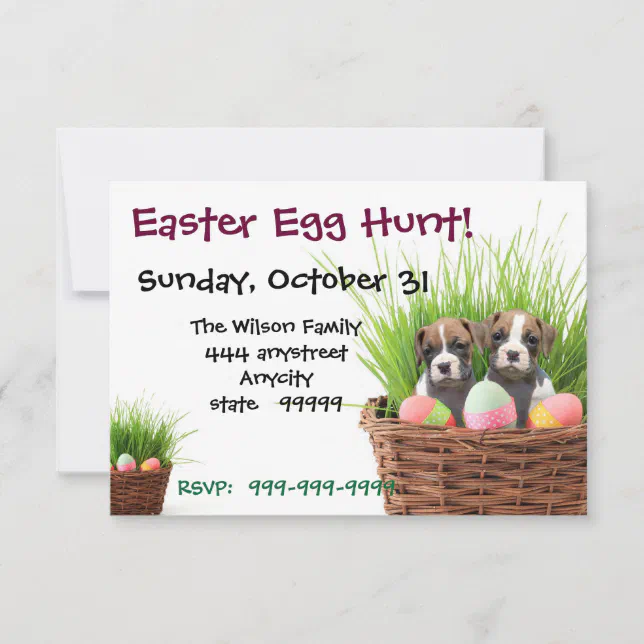 Easter Egg Hunt Boxer Dog party invitation | Zazzle