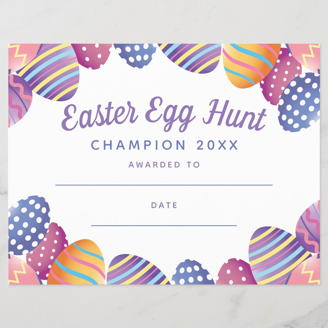Easter Egg Hunt Champion Award Certificate | Zazzle