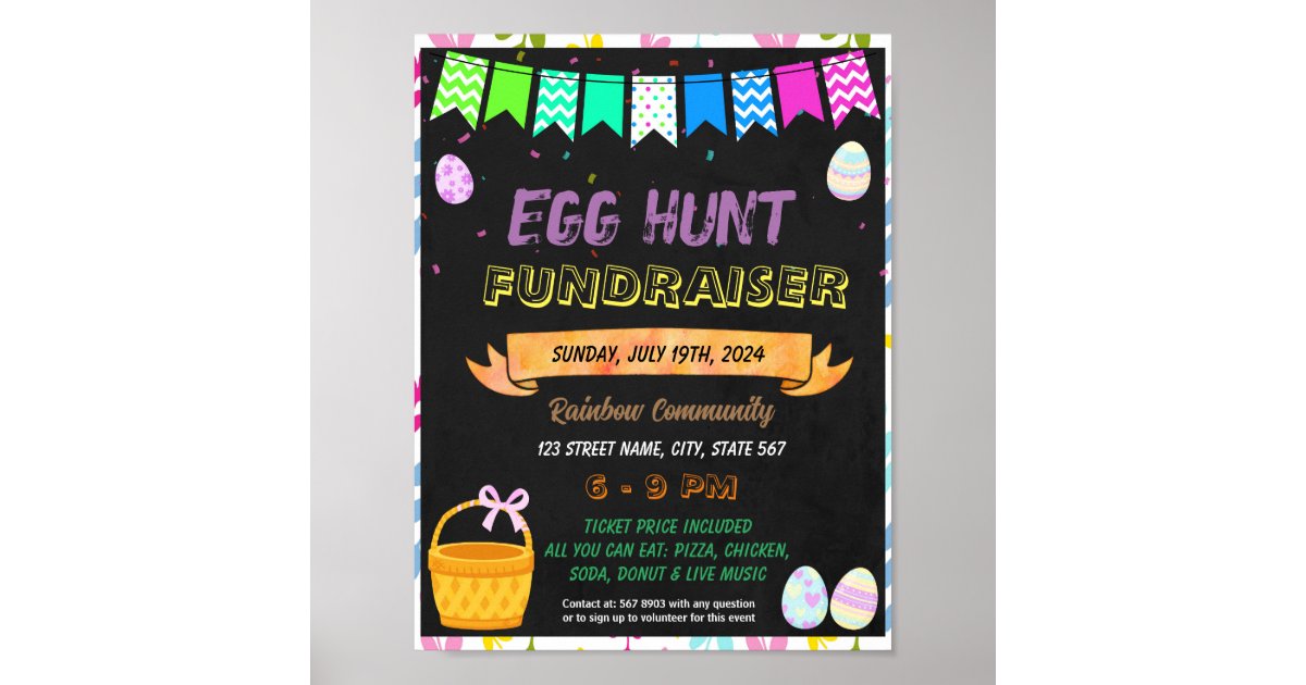 Easter Egg Hunt Fundraiser school event template Poster | Zazzle