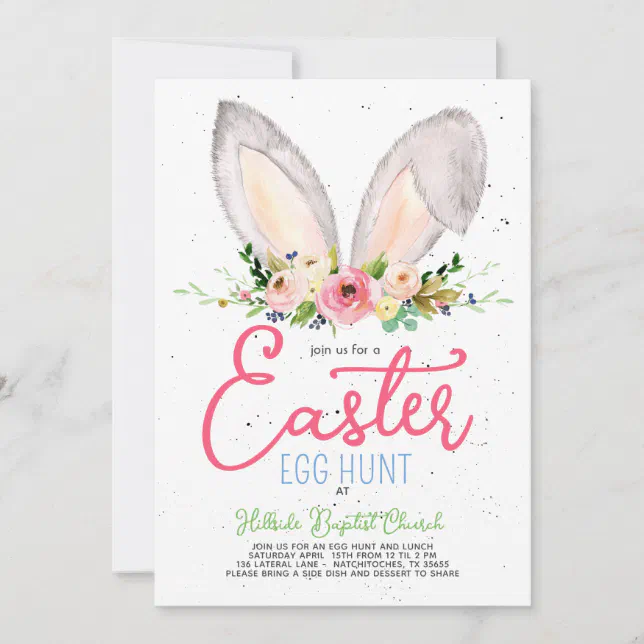 Easter Egg hunt invitation, Church easter egg Inv Invitation | Zazzle