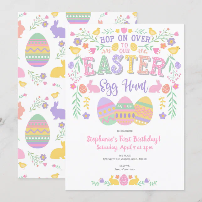 Easter egg hunt, Spring, Bunny, Easter Party Invitation | Zazzle