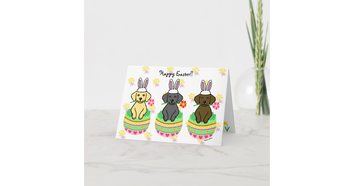 Easter Egg Lab Puppies Cartoon Holiday Card | Zazzle