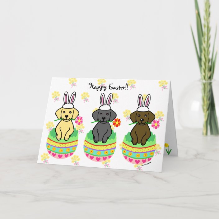 Easter Egg Lab Puppies Cartoon Holiday Card | Zazzle.com