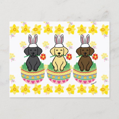 Easter Egg Labrador Puppies Smiling Holiday Postcard | Zazzle