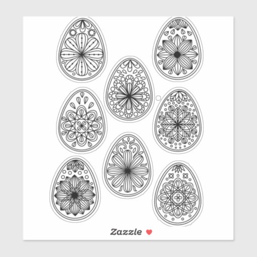 Easter Egg Line Art Sticker | Zazzle