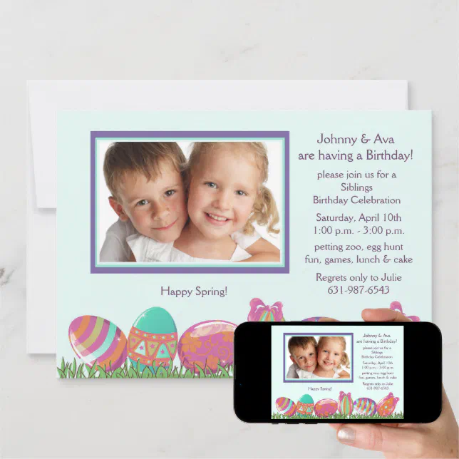 Easter Egg March Photo Birthday Party Invitation | Zazzle