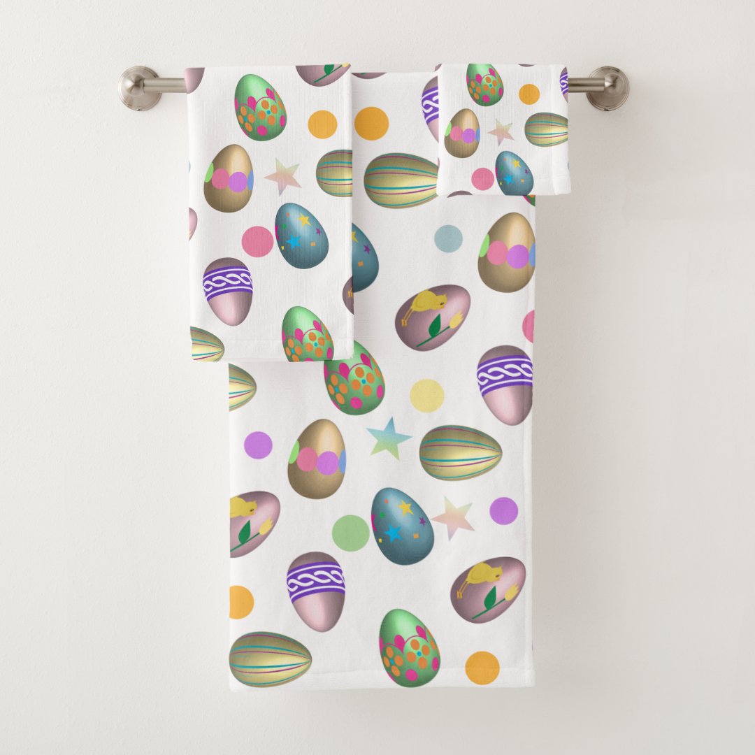 Easter Egg Pattern Bath Towel Set | Zazzle
