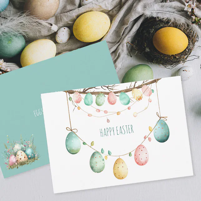 Easter Egg Tree Custom Text Holiday Card | Zazzle