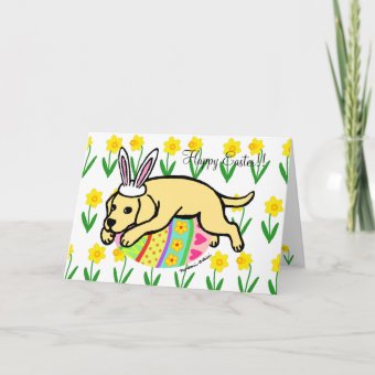Easter Egg Yellow Labrador Cartoon Holiday Card | Zazzle