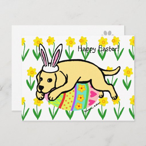 Easter Egg Yellow Labrador Cartoon Holiday Postcard | Zazzle