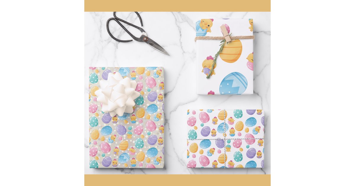 Easter Eggs & Chicks Pattern | Pastels Colors Wra Wrapping Paper Sheets ...
