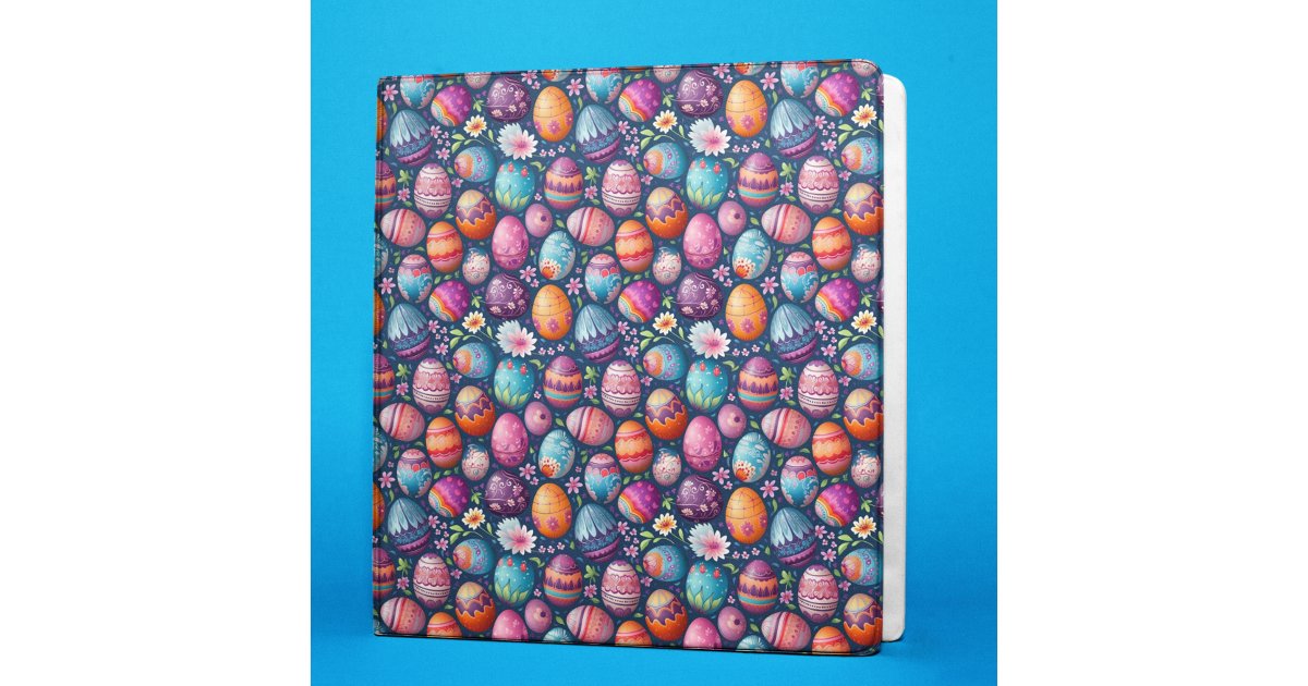 Easter Eggs Colorful Spring 3 Ring Binder | Zazzle