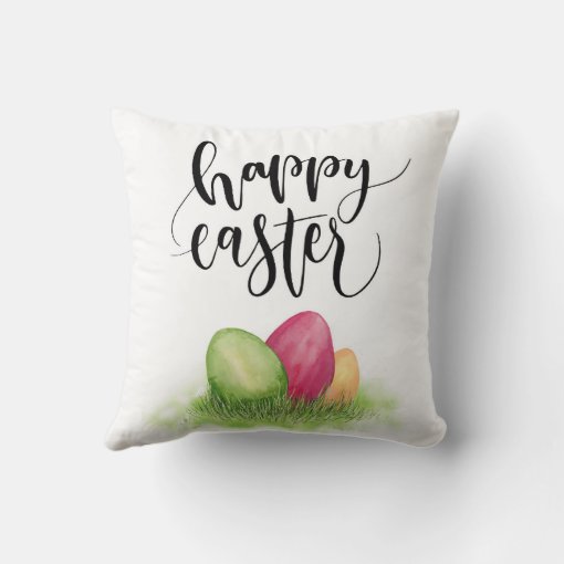Easter eggs pillow, happy easter pillow | Zazzle
