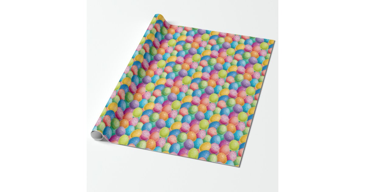 Easter Eggs Pink Purple Green Blue Pattern Wrapping Paper | Zazzle