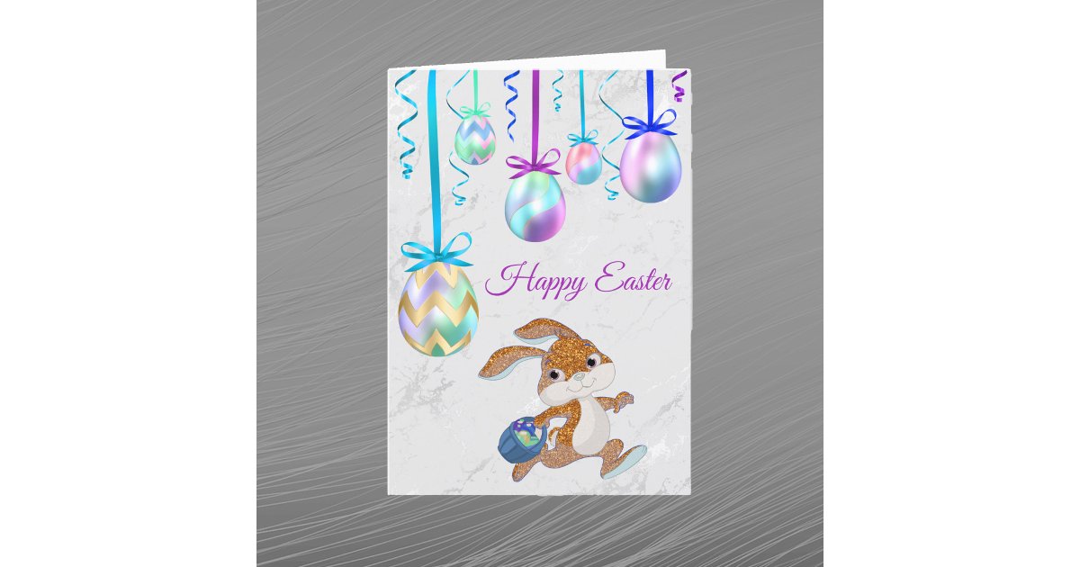 Easter Eggs Rabbit Holiday Card | Zazzle