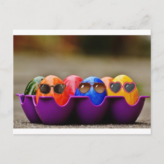 Easter Eggs Wearing Sunglasses, shades, colored Holiday Postcard ...