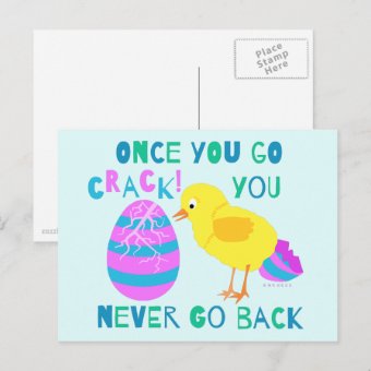 Easter Funny Chick Egg Crack Cartoon Humor Holiday Postcard | Zazzle