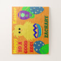 Easter Good Egg Yellow Chick Personalized NAME Jigsaw Puzzle | Zazzle