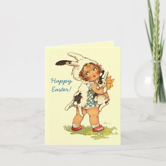 Easter Greetings Bunny Hugs Warm Wishes Card | Zazzle.com