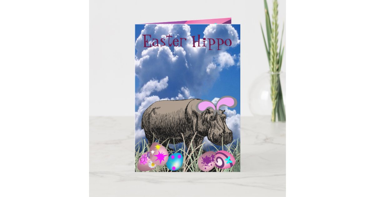 Easter Hippo Holiday Card | Zazzle