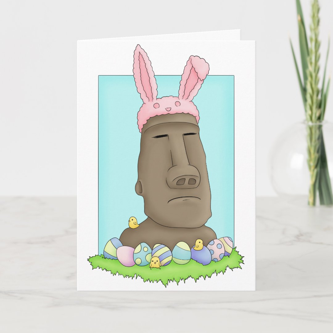 Easter Island Bunny Parody Holiday Card | Zazzle