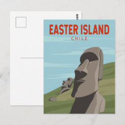 Easter Island Chile Retro Travel Art Vintage Postcard | Zazzle