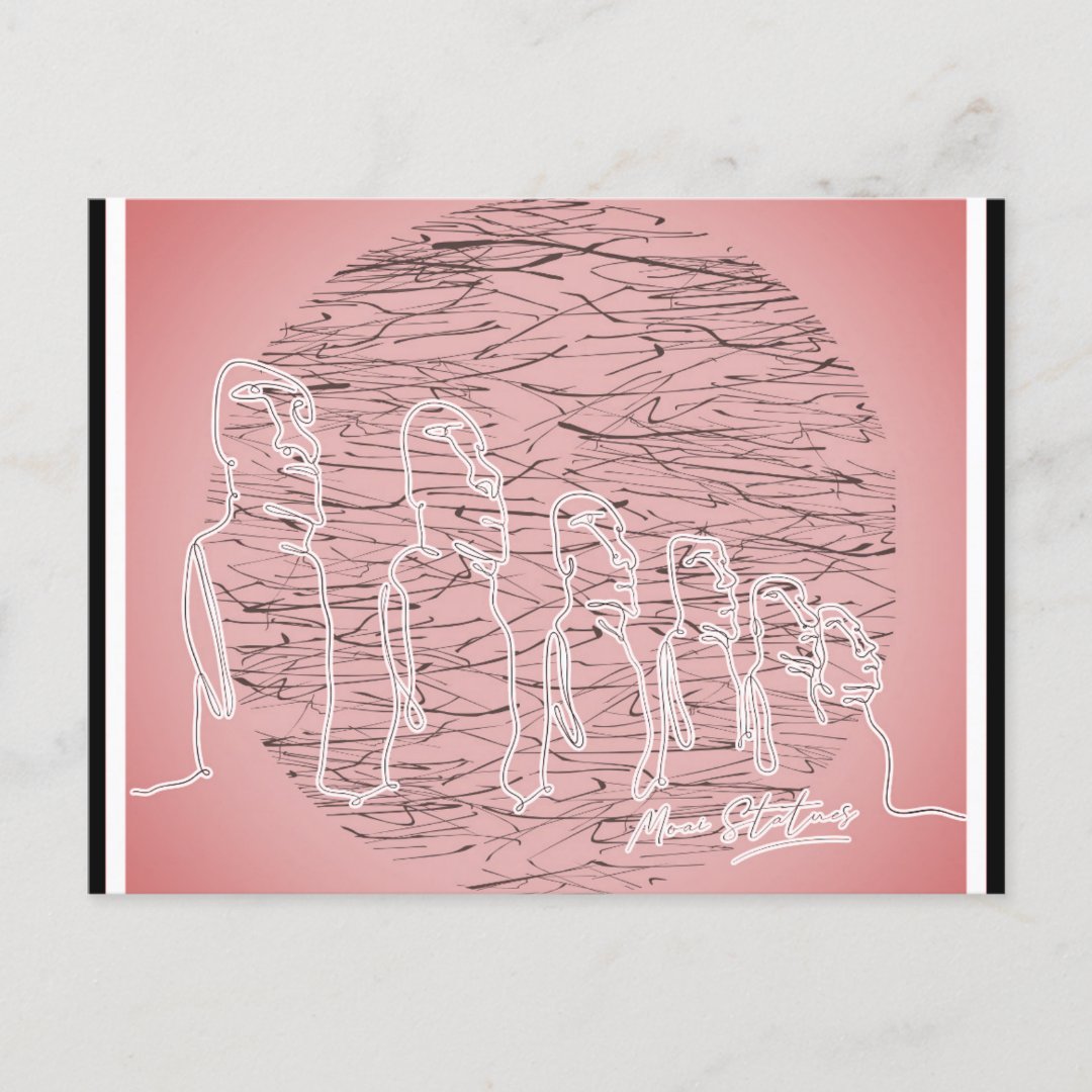 Easter Island Moai Statue Pink Travel Postcard | Zazzle