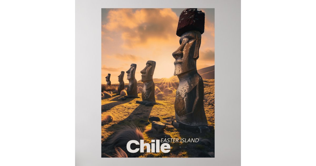 Easter Island - Retro Travel Poster | Zazzle